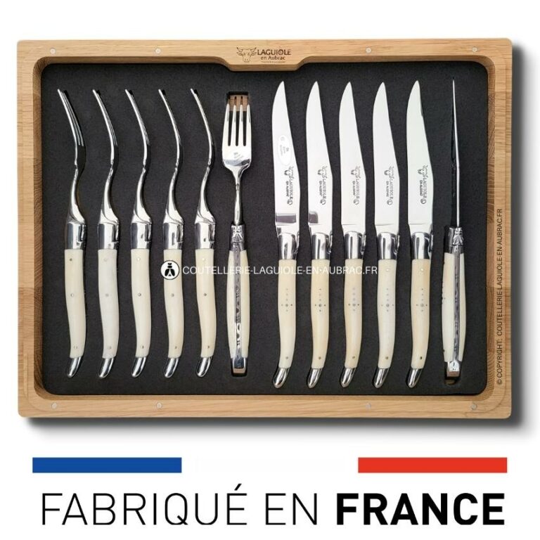 Ménagère Laguiole 12 Pièces aux manches en Os de Bovin