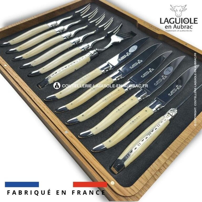 Ménagère Laguiole 12 Pièces aux manches en Os de Bovin